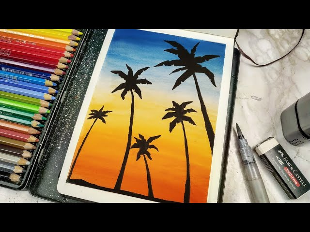 How To Draw A Beach Sunset With Colored Pencils