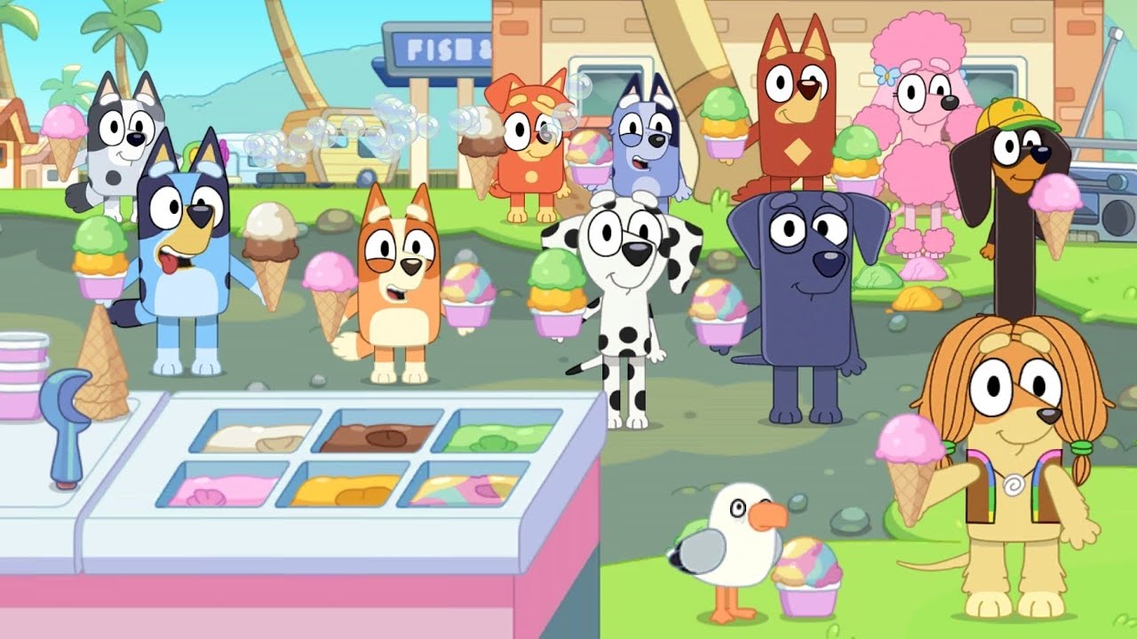 Bluey and Bingo Run an Ice Cream Stand at the Beach 🍦 Bluey Let's Play ...