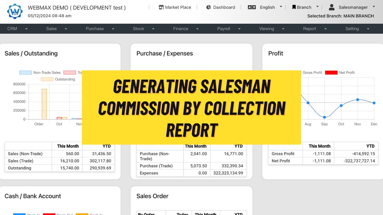 (ENG) Salesman Report - Salesman Commission By Collection Report (Webmax ERP System) (V3) - YouTube
