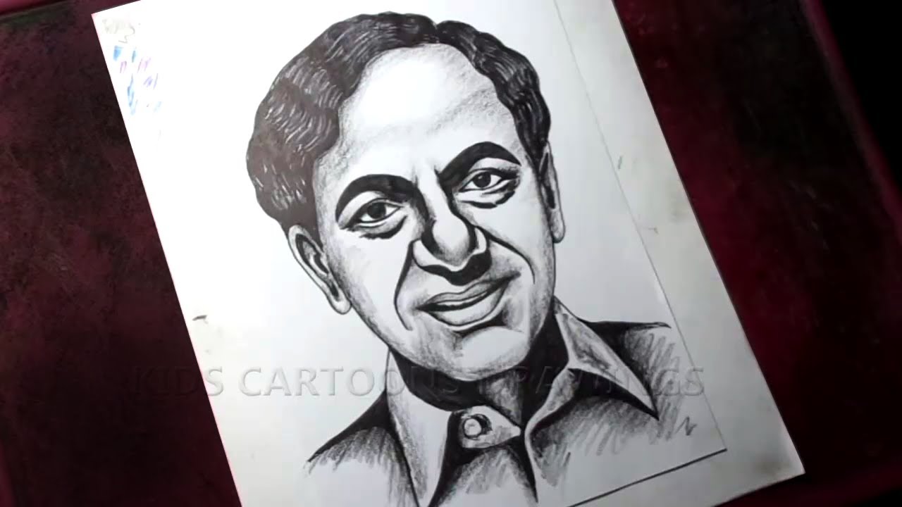 How to Draw Telangana First Chief Minister KCR Drawing - YouTube