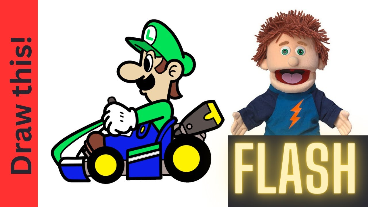 How to draw Luigi from Mario Carts Nintendo - YouTube