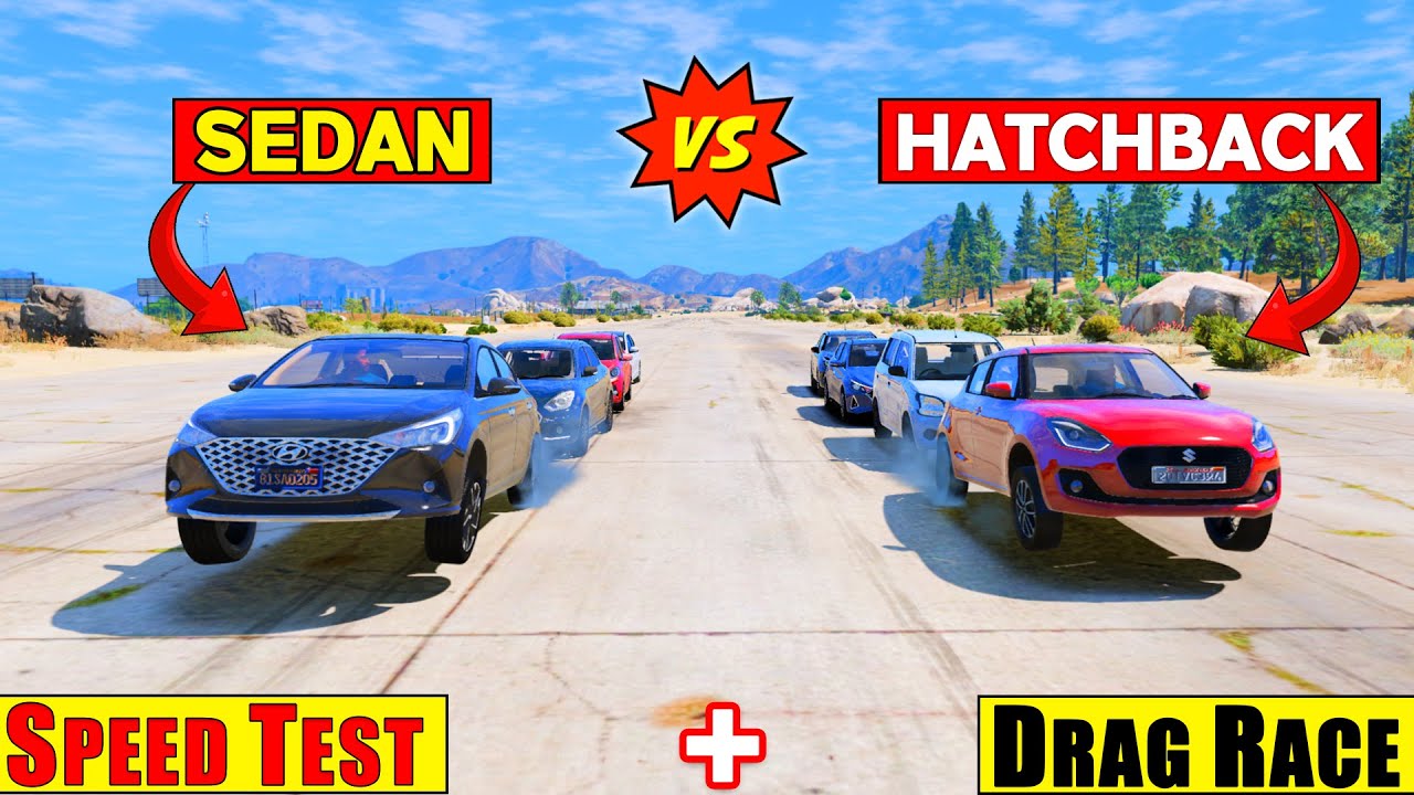 GTA 5 : Indian Sedan Vs Indian Hatchback Cars Top Speed + Drag Race in ...