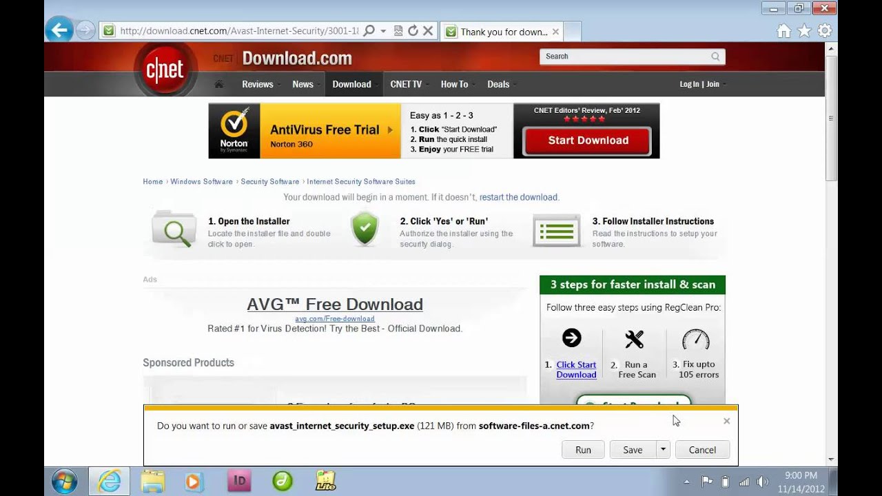 Downloading an Internet Security Software from Download.com - YouTube