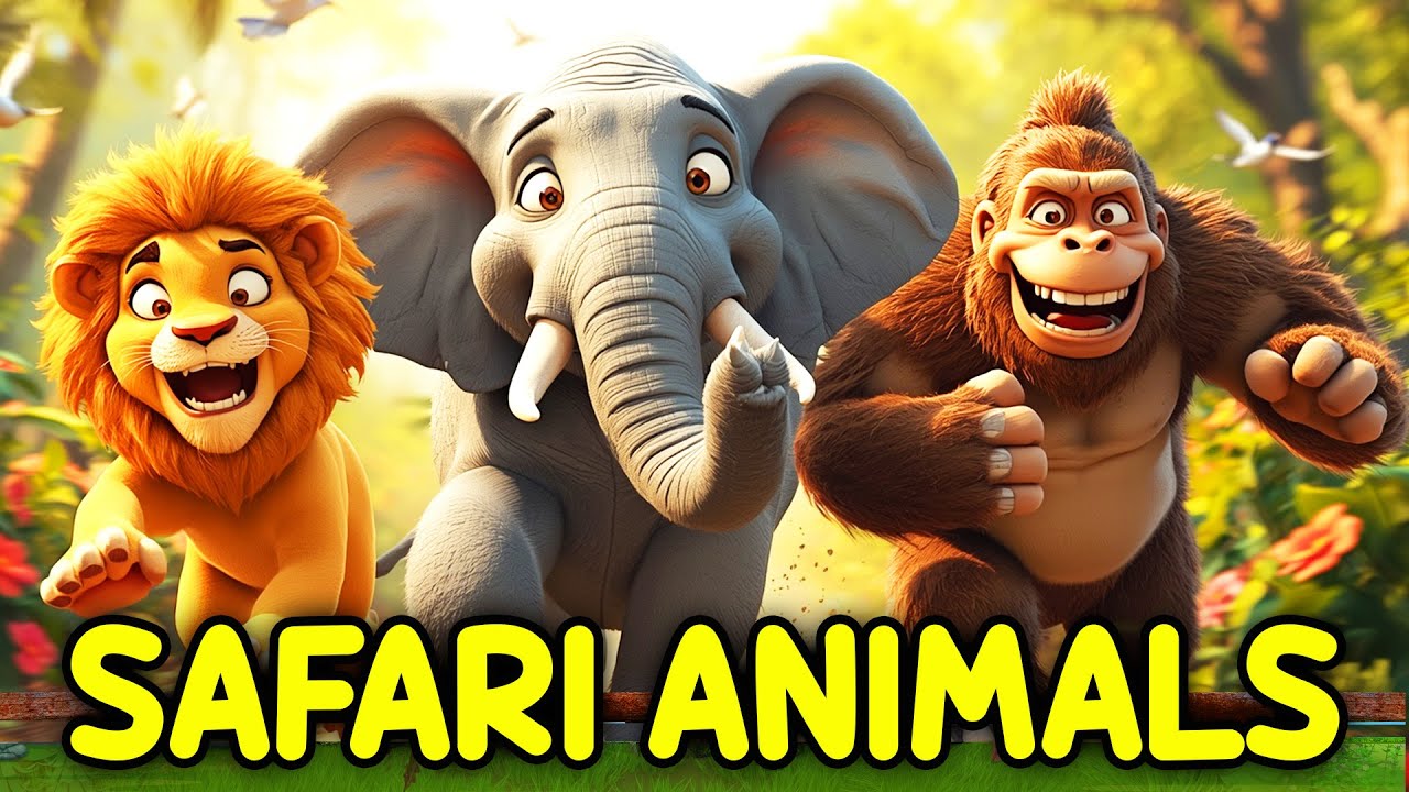 Safari Animal Sounds Song I Let's jump and play I Learn Animal Names ...