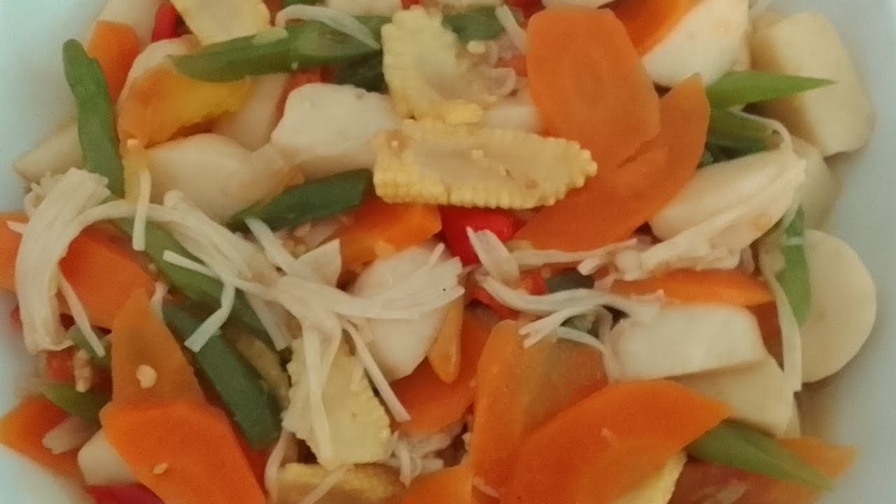 tumis Sayur wortel putren buncis fish ball(bakso ikan) jamur Enoki ...