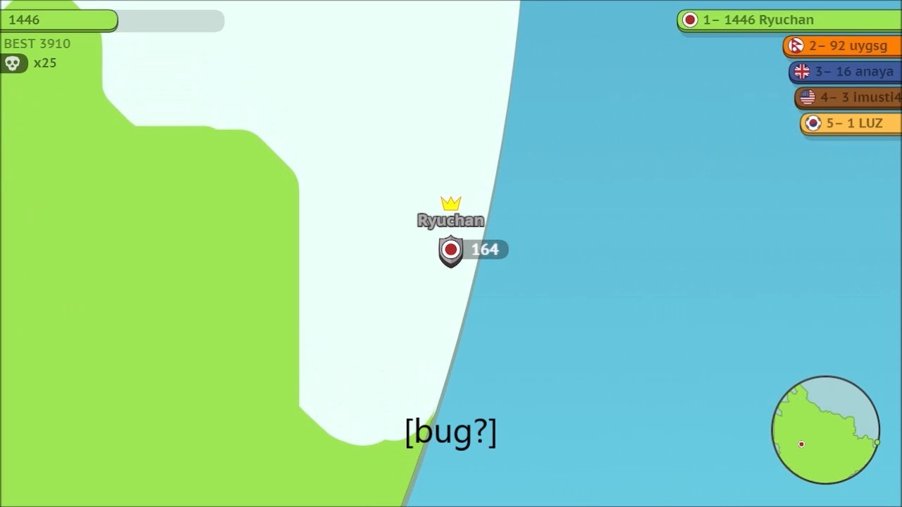 Paper.io 2 (World Conflict) to score 2162 (54th 100%!!!) Found a bug ...