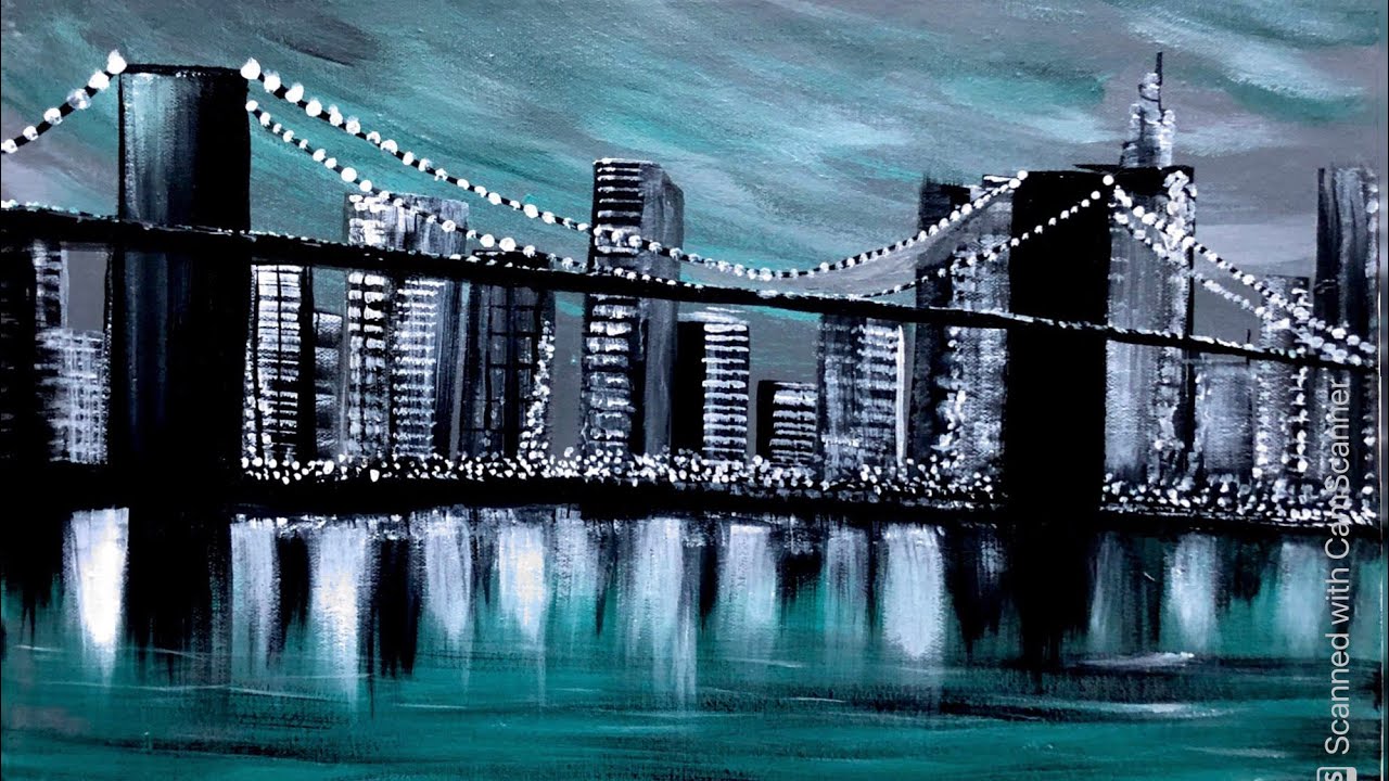 Abstract cityscape acrylic painting - YouTube