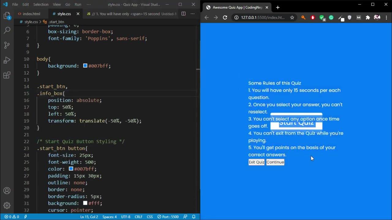 Creating A Quiz Web App Using Javascript Youtube
