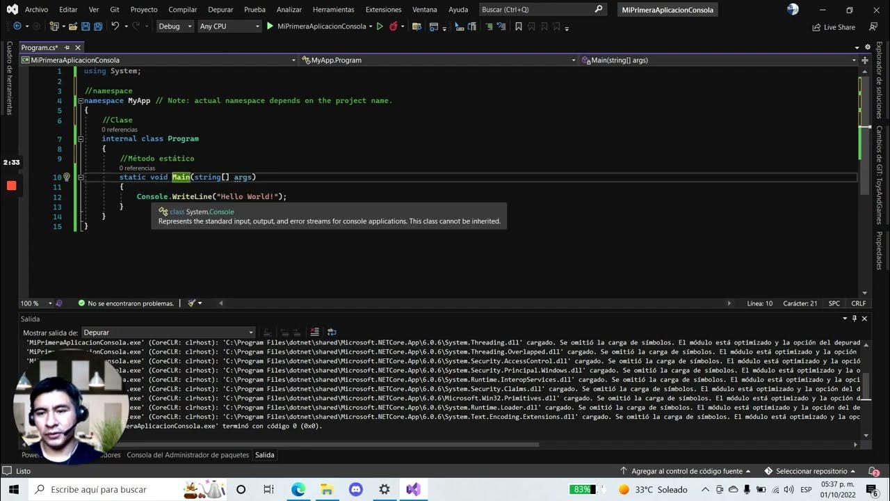 Aprender C# (desde cero) – Primera aplicación (detalles .NET versión 6) - YouTube