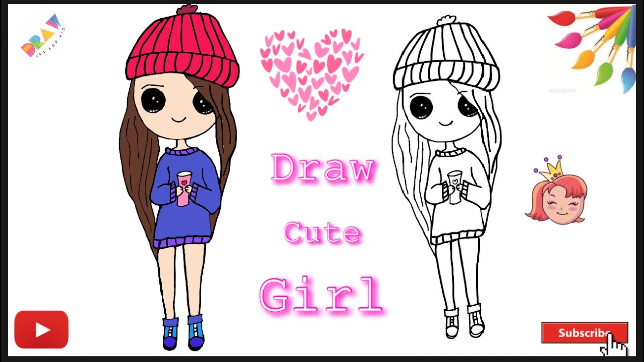 How to draw cute Girl |easy and beautiful Girl |easy draw - YouTube