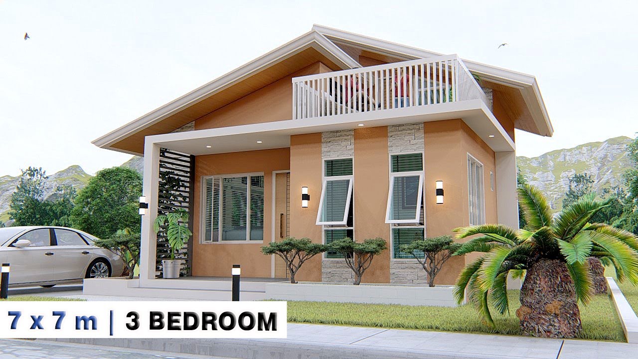 7 X 7 Meters | SMALL HOUSE DESIGN with 3 Bedroom | Pinoy House - YouTube