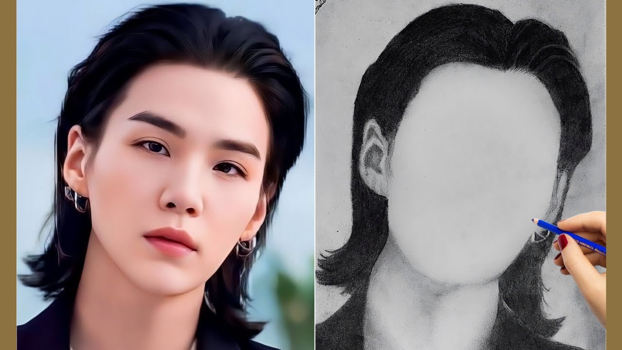 Suga BTS Portrait Drawing | The art behind the idol! - YouTube