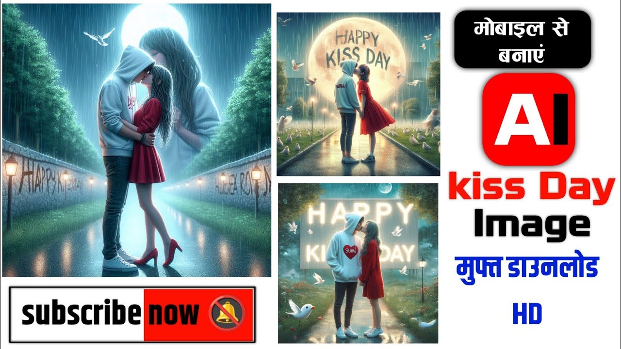 Happy kiss day Ai photo editing couples name images | Bing image ...