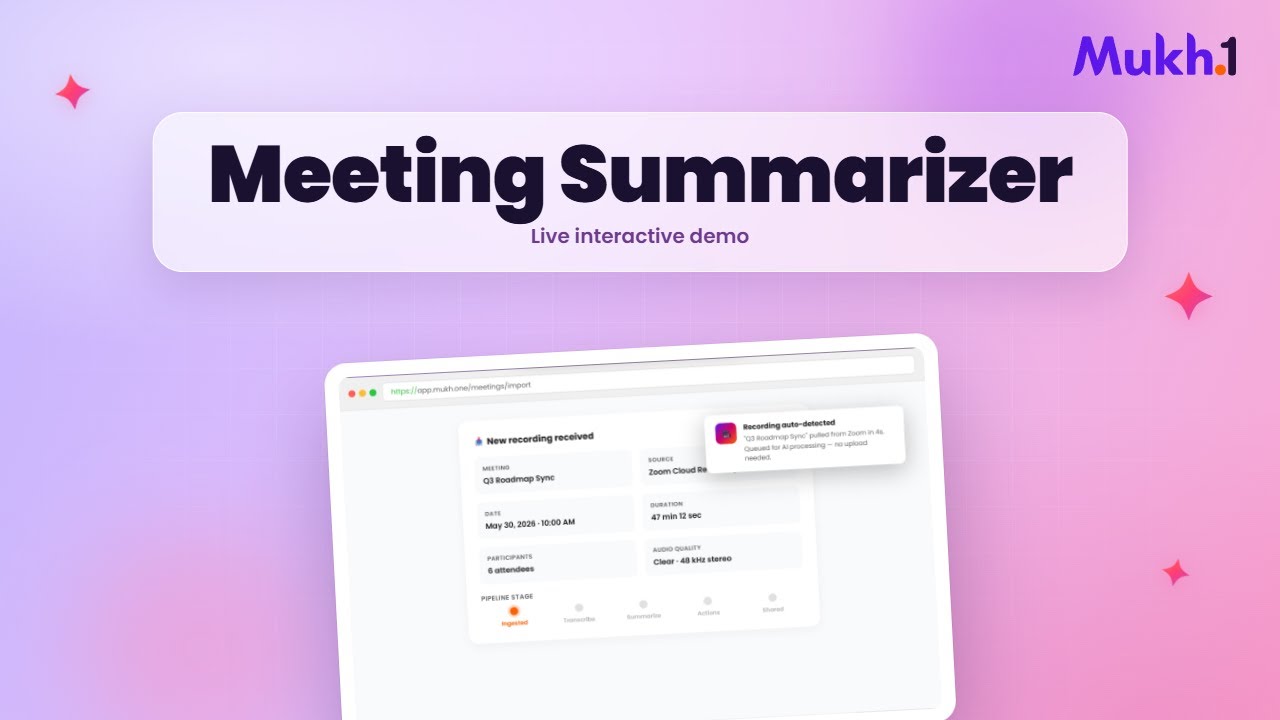 Meeting Summarizer | AI Agent Live Demo (Mukh.1) - YouTube