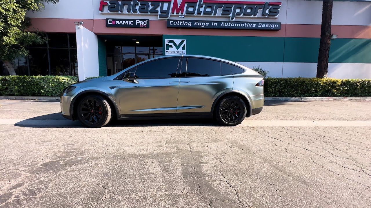 Insane SATIN BLACK CHROME FINISH Transformation on the TESLA MODEL X ...