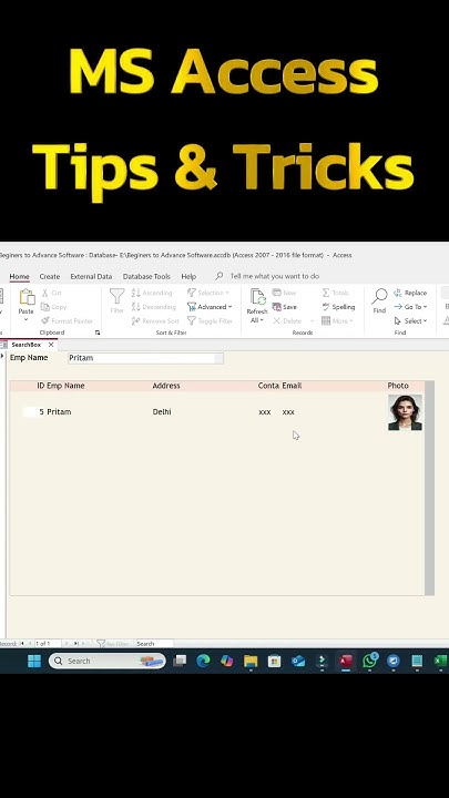 MS Access: Search Data with Pictures #msaccess #viralshorts - YouTube