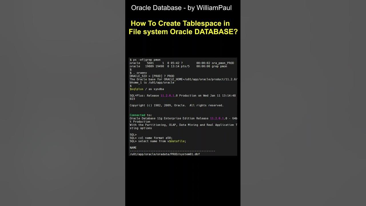 Creating Tablespace in ORACLE - YouTube
