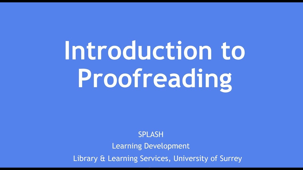 Introduction to Proofreading - YouTube