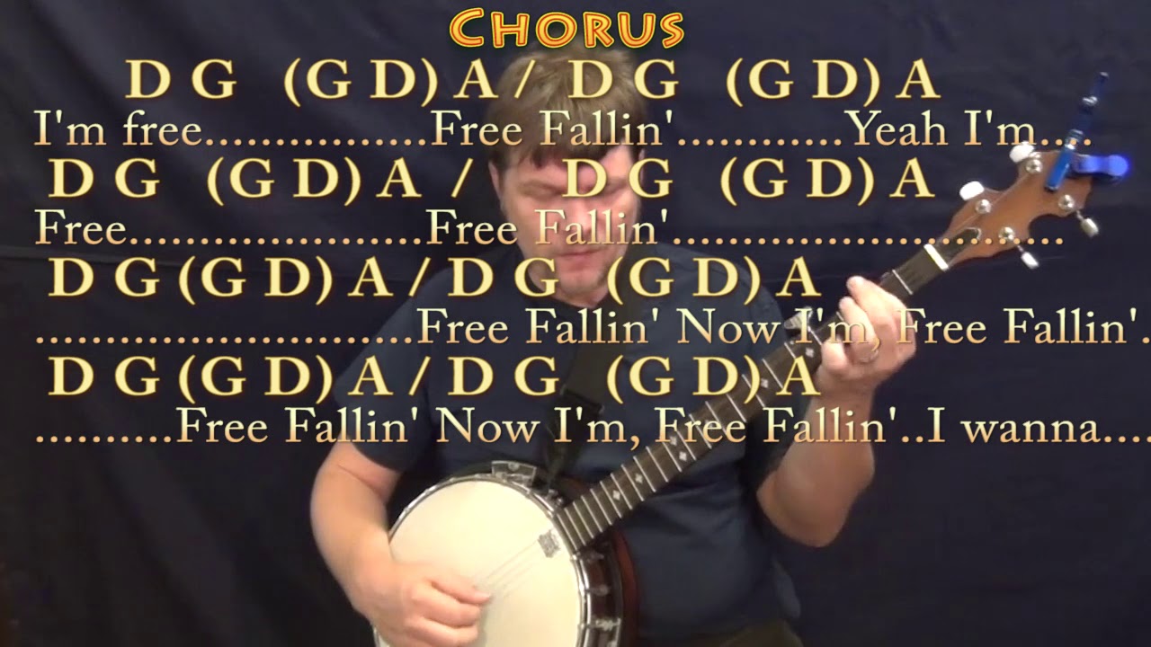 Free Fallin' (Tom Petty) Banjo Cover Lesson in D with Chords/Lyrics ...