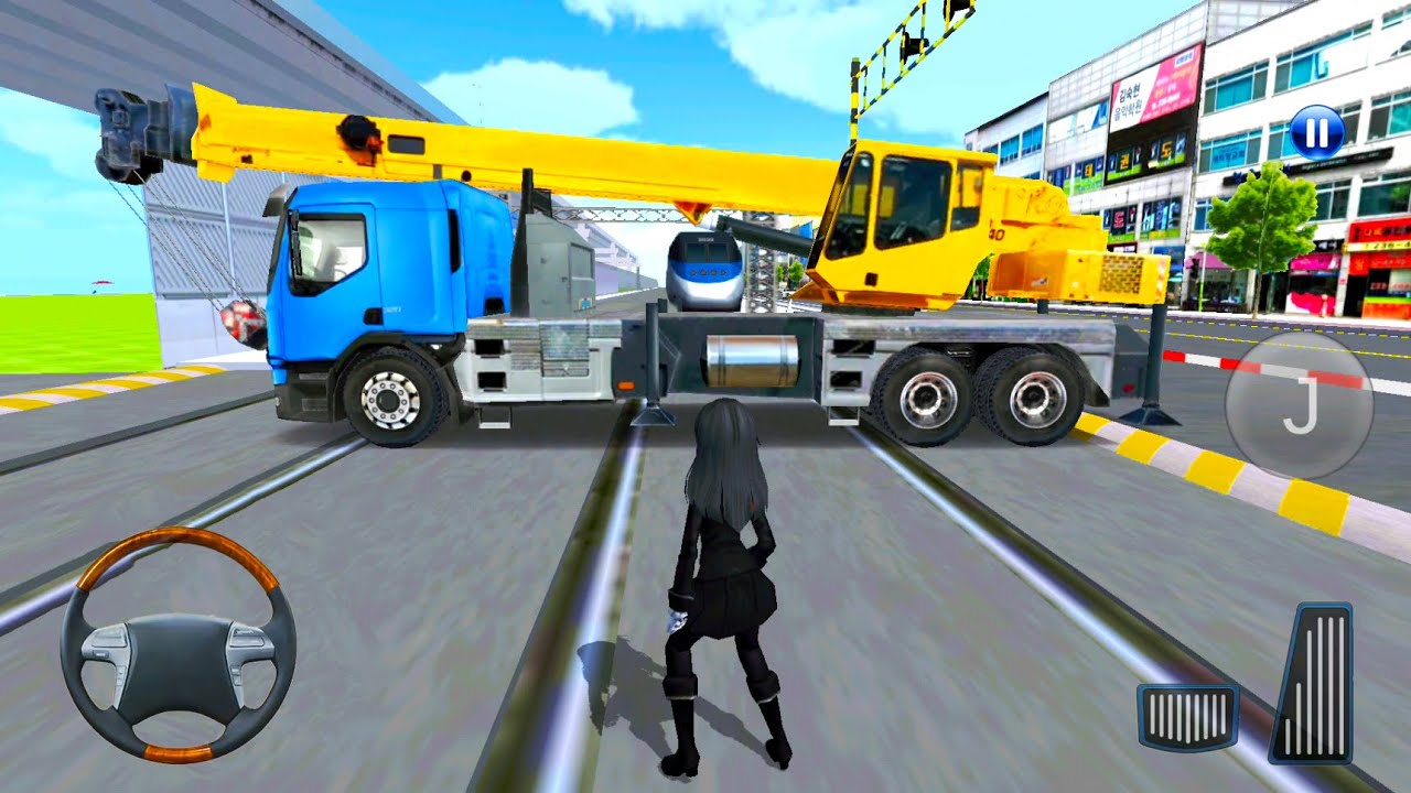Mobile Crane Driving In Korea Simulator 3D - Crane Truck On Railroad ...