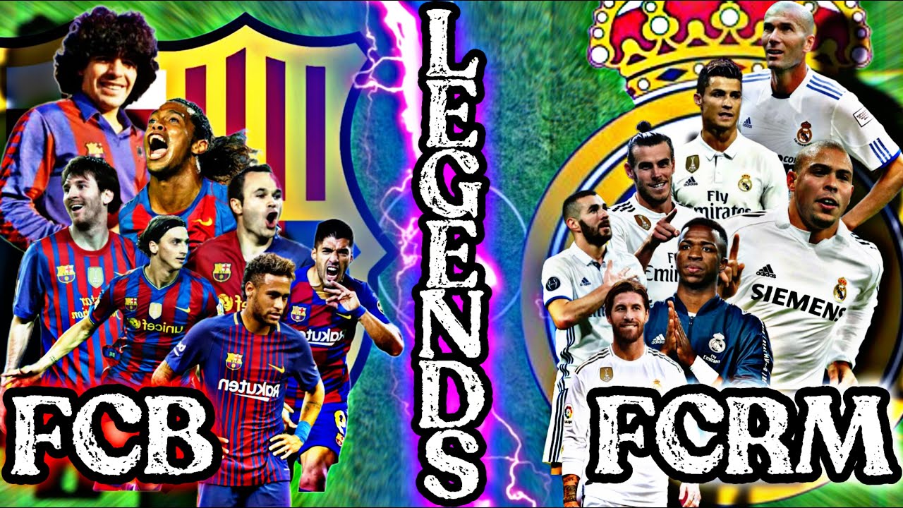 FCB Legends VS RM Legends (Ronaldo-Maradona-Messi-Benzema) - YouTube