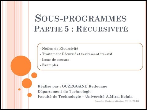Cours 16 - Les Sous-Programmes (Fonctions & Procédures) - Partie 5 ...