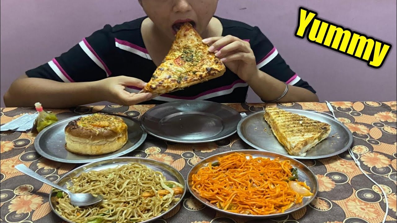 Eating Delicious veg biryani chowmein, singapuri chowmein, grilled ...