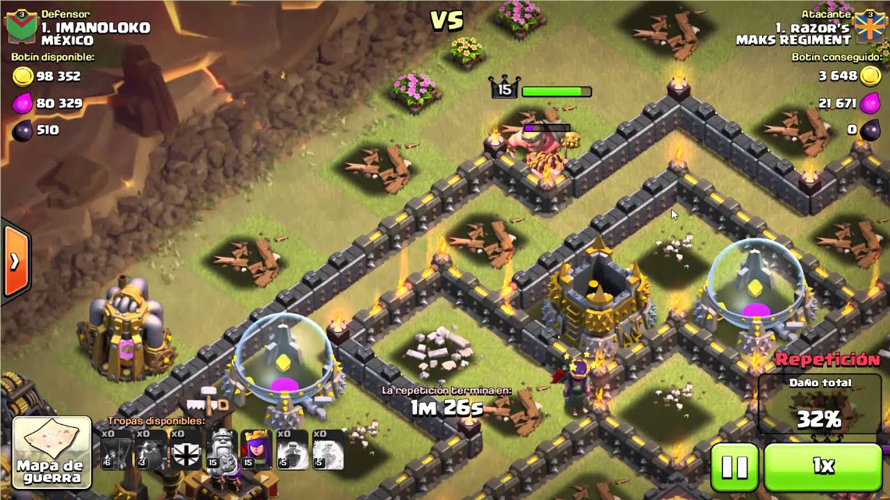 Clash of Clans - maxed TH10 vs. six lava hound level 3/ TH10 al max vs ...