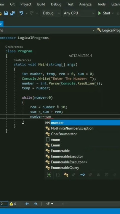 Sum of Digit Program in C# - YouTube