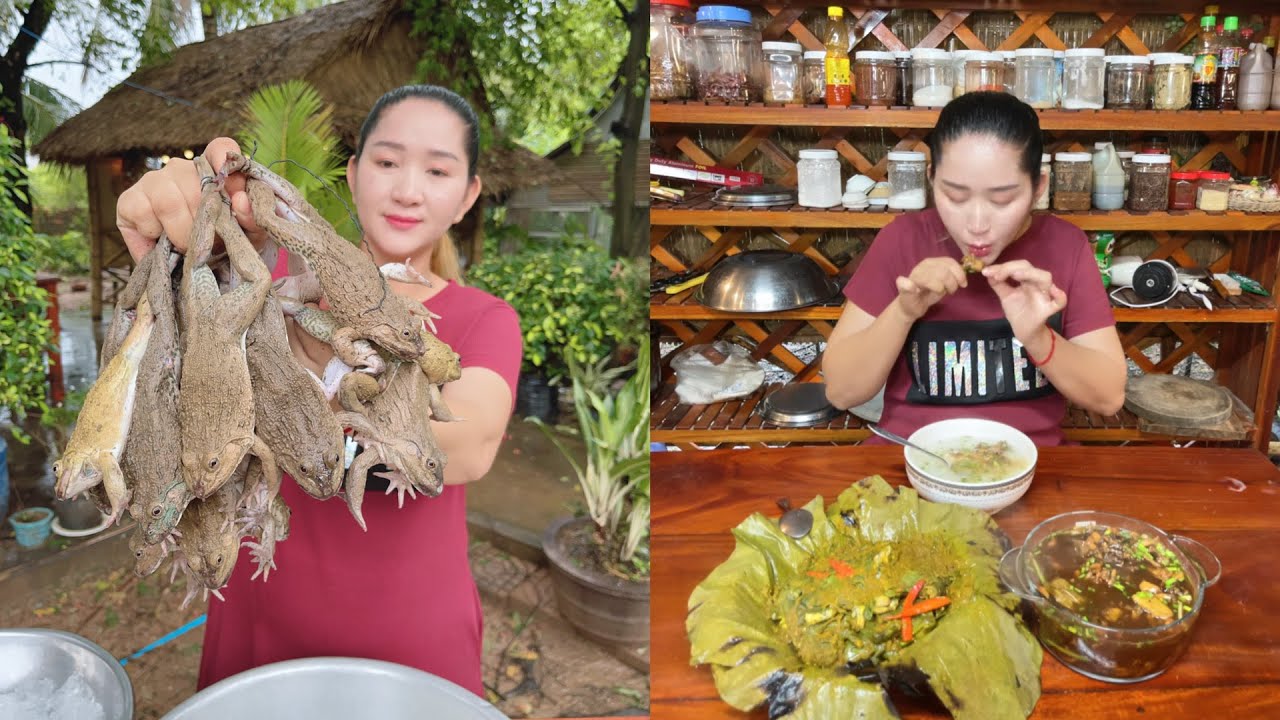 Amazing Frog Cook Lotus Leaves, Frog Stew recipe - Cooking with sros ...