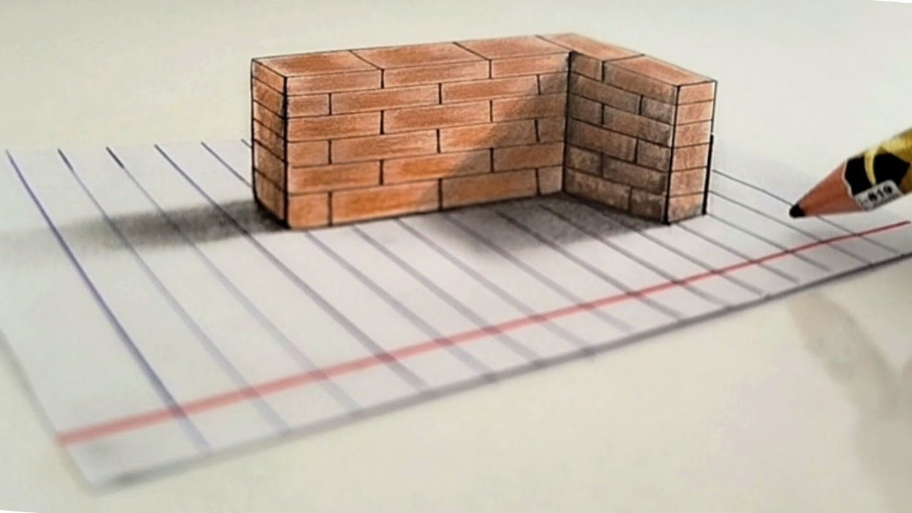 3d illusion drawing wall on paper for beginners step by step | Wall ...