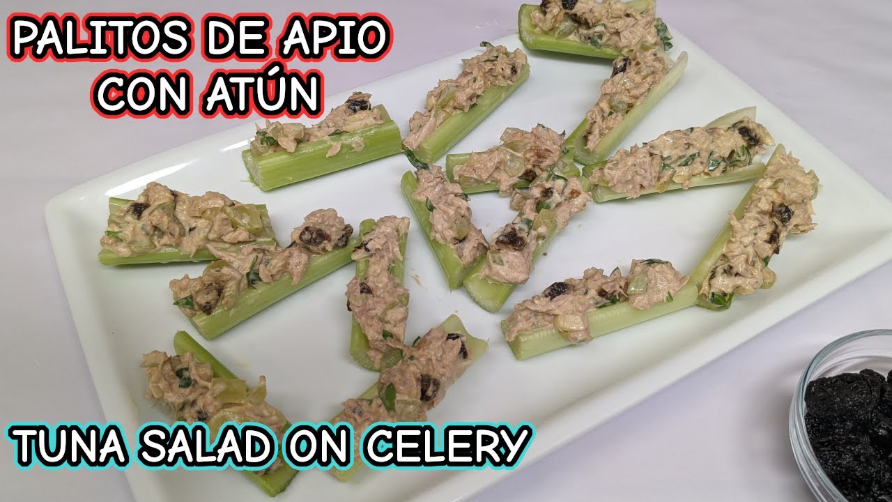 Saludable Apio Relleno de Ensalada de Atún - Tuna Salad on Celery ...
