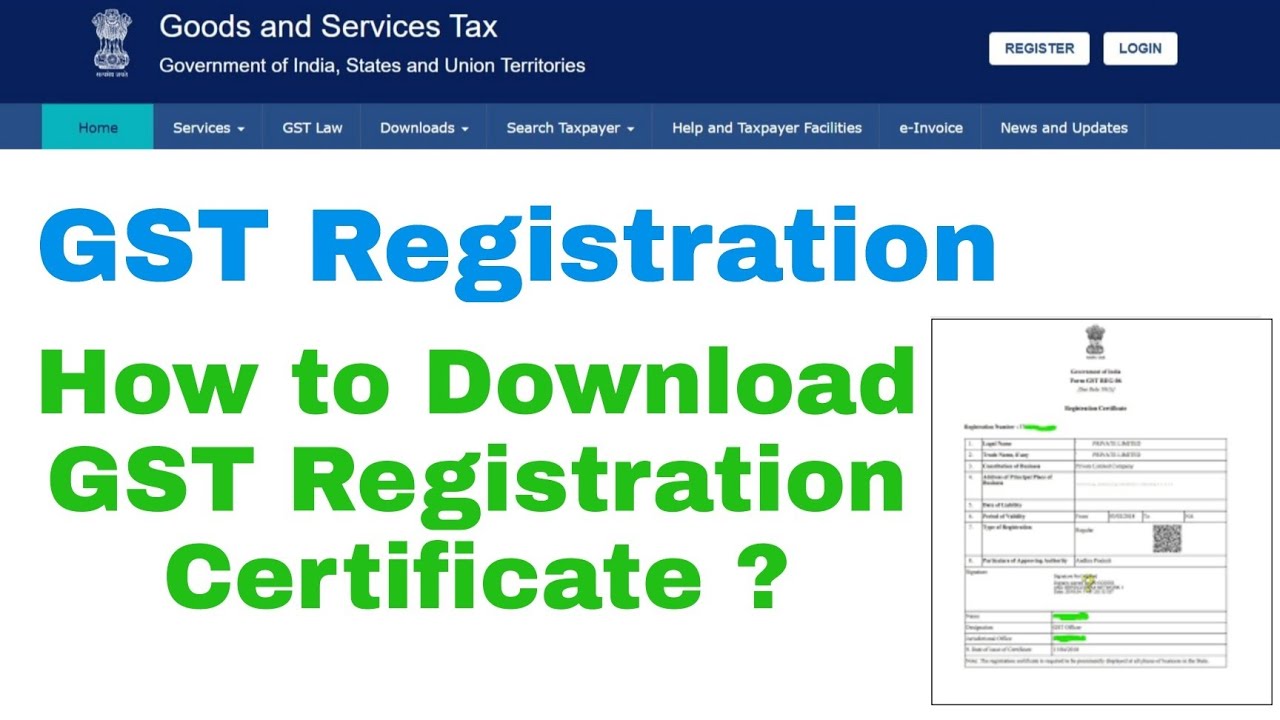 How to Download GST Certificate from GST portal | Reg 06 GST ...