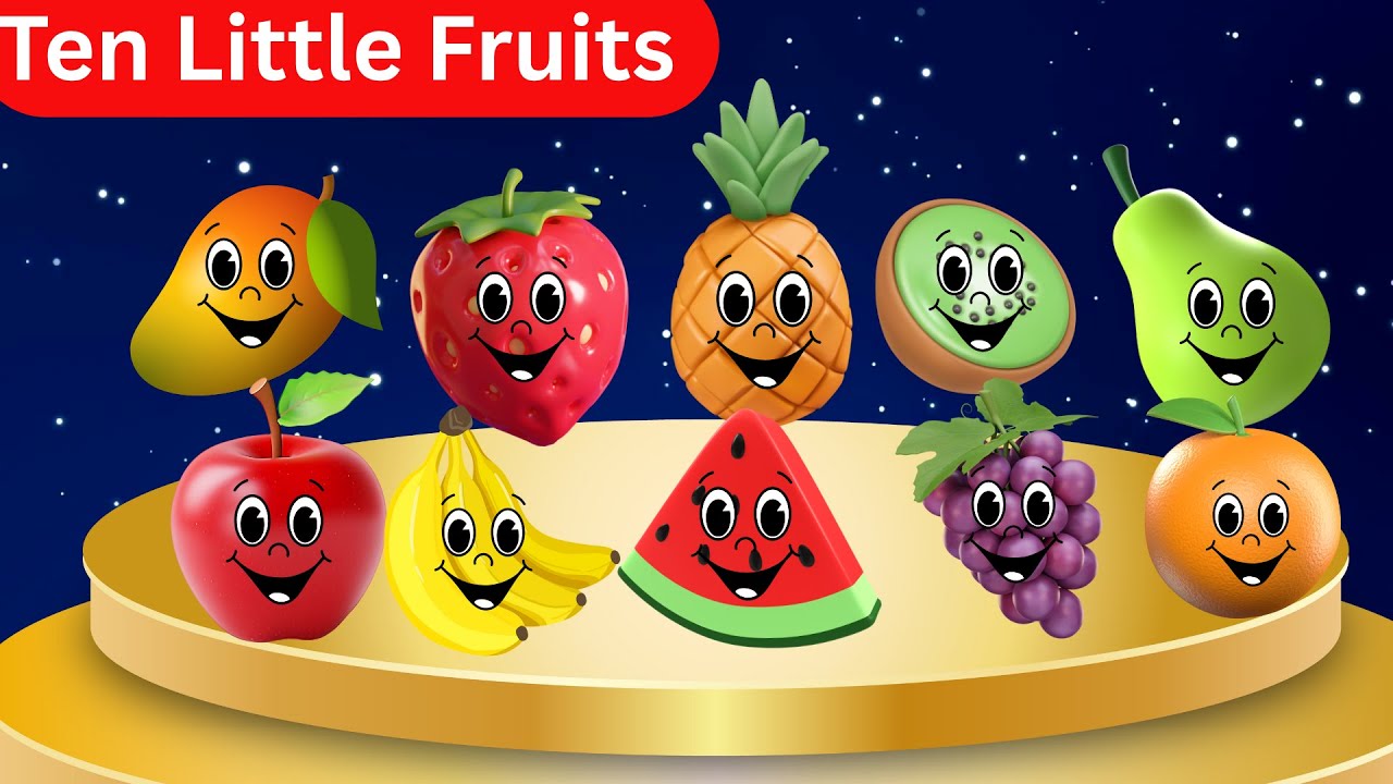 🎵 "Ten Little Fruits Jumping on the Bed 🍎 | Fun Nursery Rhyme for Kids ...