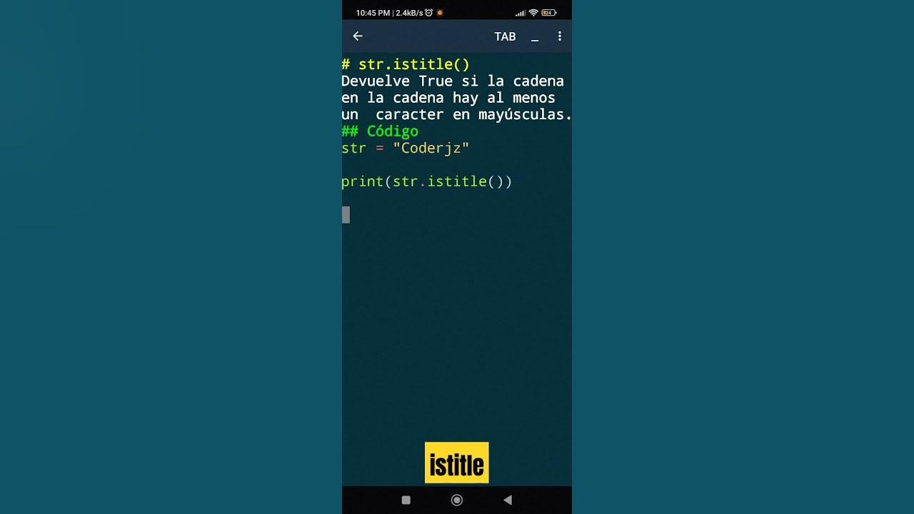 Python Strings Istitle Python Coderjz Programming Youtube 