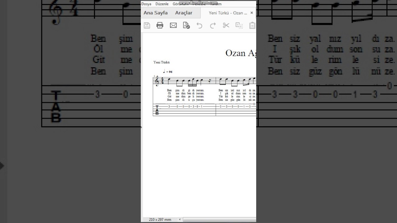 Yeni Türkü Ozan Ağıdı Nota Tab - YouTube