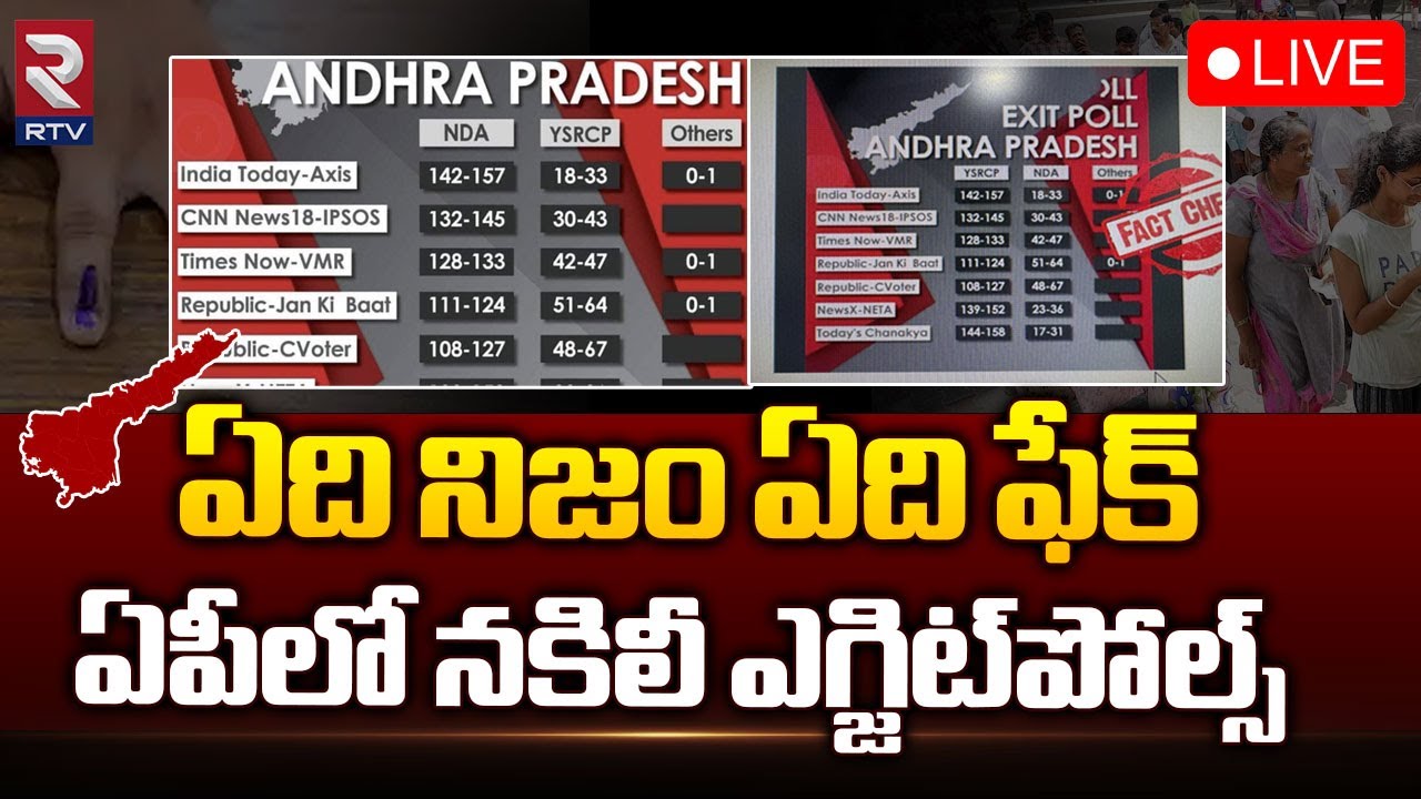ఏది నిజం ఏది ఫేక్ LIVE 🔴: Fake Exit Polls On AP Elections 2024 | Jagan | Chandrababu | RTV - YouTube