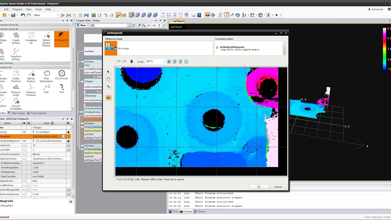 Adaptive Vision Studio 3D Examples - Circle Fitting 3D - YouTube