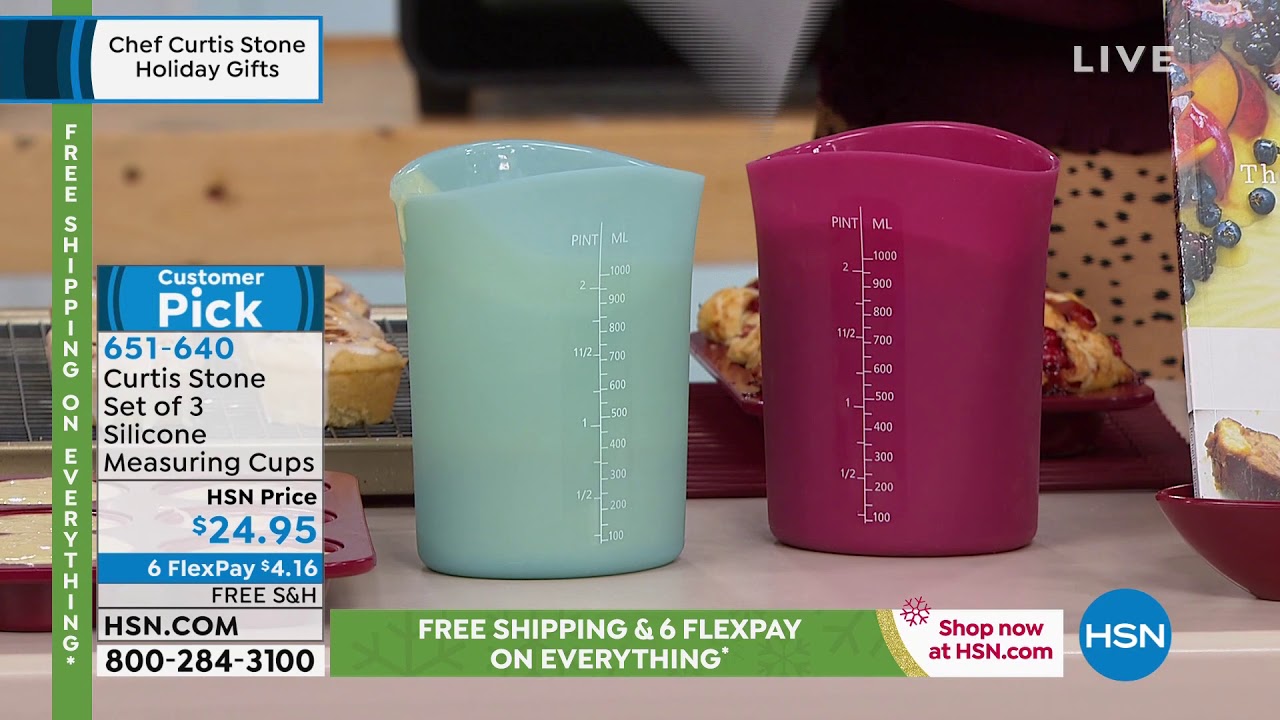 Curtis Stone Set of 3 Silicone Measuring Cups - YouTube