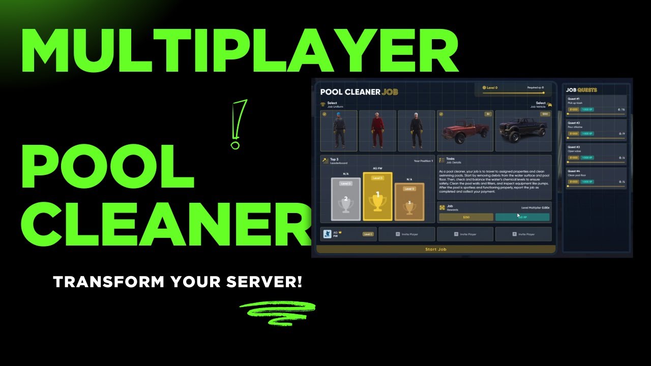 [QB/QBOX/ESX] | FiveM | MULTIPLAYER POOL CLEANER JOB Installation ...