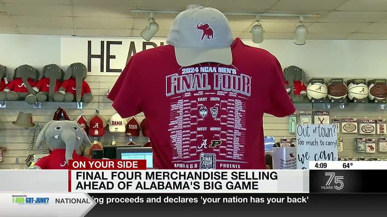 Final Four merchandise selling ahead of Alabama's big game - YouTube