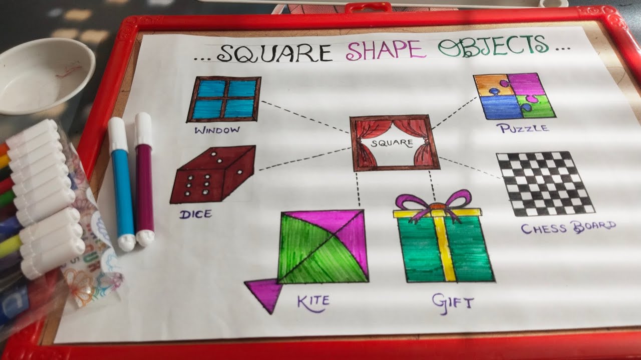 How to draw square shape objects for kids |Square shape objects # ...