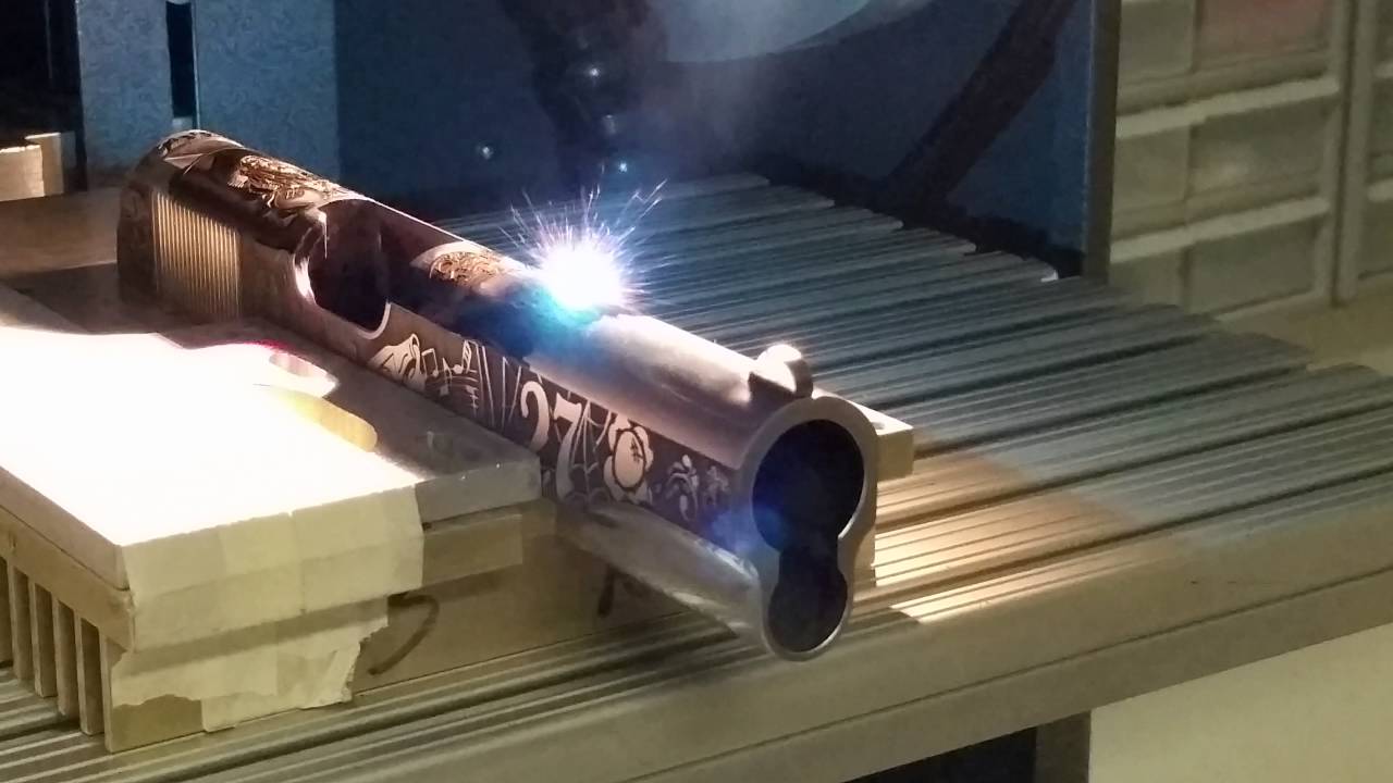 Completely engraved colt 1911 slide. - YouTube