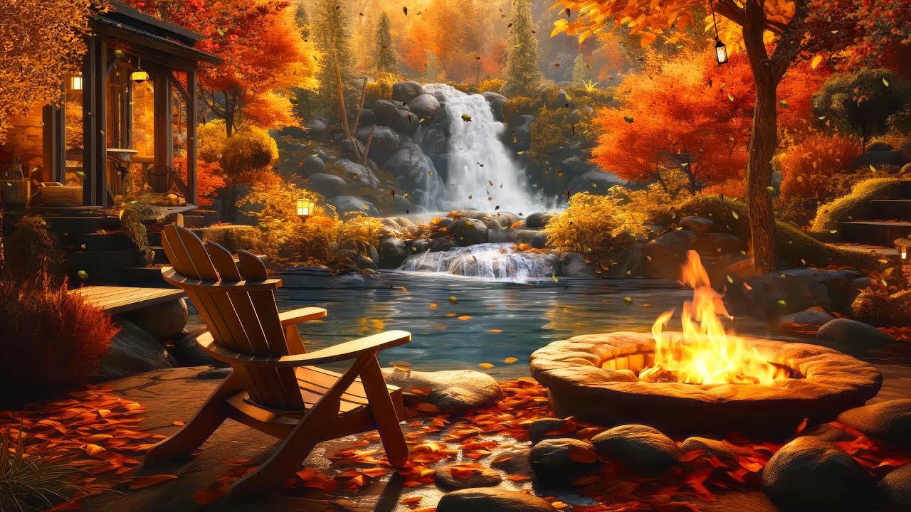 Cozy Autumn Morning by the Lake🍂Crackling Fire Sounds, Autumn Nature ...