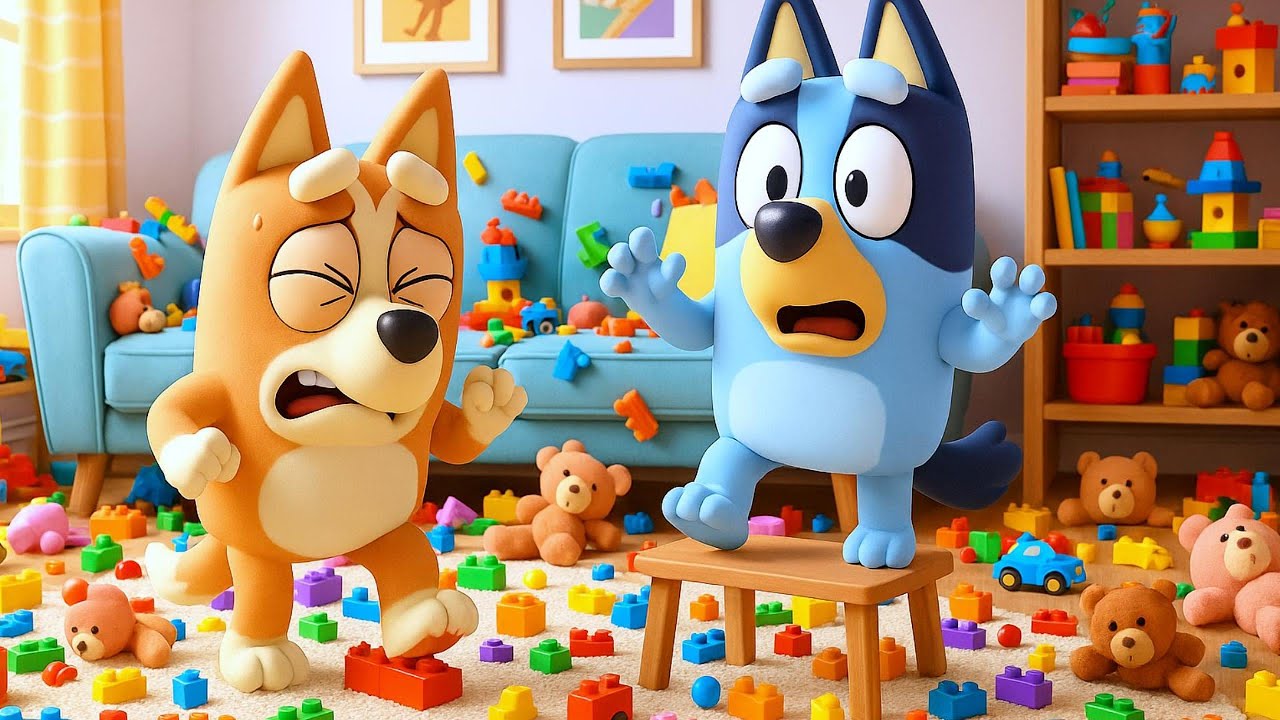 Messy Living Room Trouble! 🧹 Bluey & Bingo Clean It Together! | Bluey ...