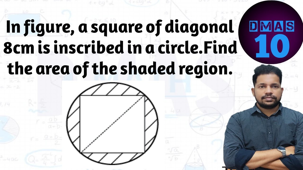 in figure a square of diagonal 8 cm is inscribed in a circle find the ...