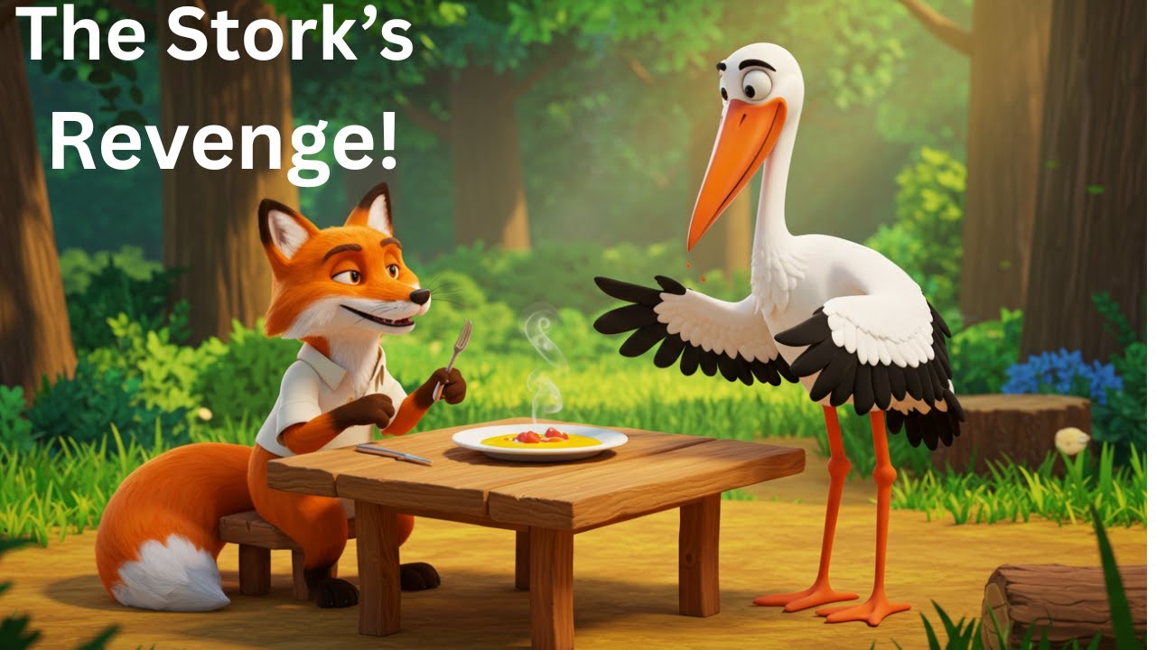 The Clever Fox and The Stork | Moral Story for Kids | Bedtime English ...