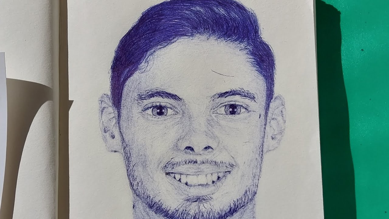 Process of Creating My Self Portrait in Pen - YouTube