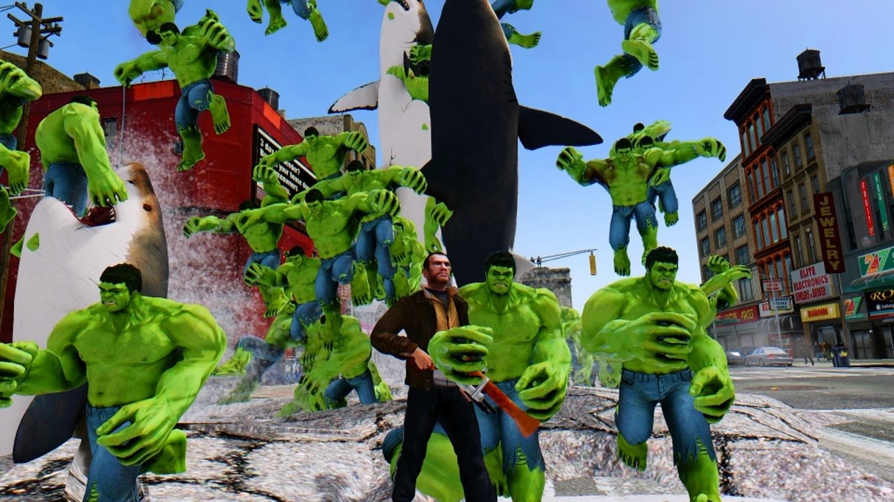 SHARK GUN VS THE INCREDIBLE HULK - YouTube