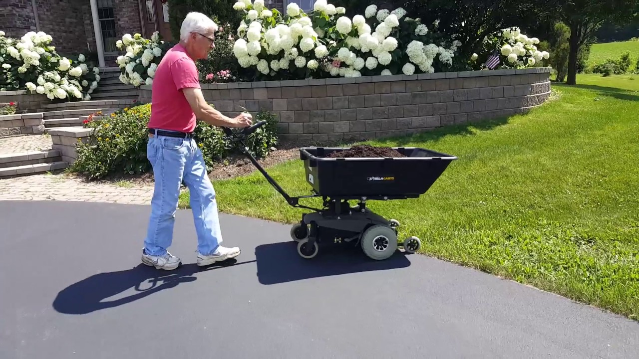 Dad with electric dump cart - YouTube